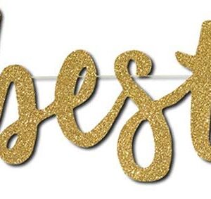 Best Day Ever Banner - Premium Gold Glitter Cardstock Paper - Larger Text For Better Visibility - Perfect Decoration For Bridal Shower, Engagement, Bachelorette, Wedding Party