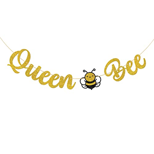 Halawawa Queen Bee Banner, Bumble Bee Theme Mother Birthday Mommy to Bee Party Decoration Banner, Bee Theme Party Mommy to Be Happy Birthday Mom Sign Banner Photo Booth Props