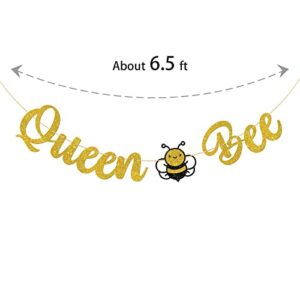 Halawawa Queen Bee Banner, Bumble Bee Theme Mother Birthday Mommy to Bee Party Decoration Banner, Bee Theme Party Mommy to Be Happy Birthday Mom Sign Banner Photo Booth Props