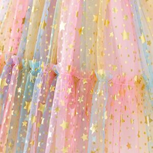 AGQT Toddler Girls Tutu Dress Sleeveless Kids Tulle Tutu Dress Birthday Party Babydoll Dresses Star-Yellow Rainbow Size 2-3T