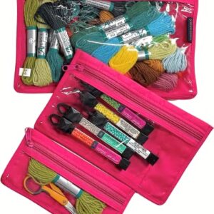 Yazzii Craft Notions Pouch Set (3PC) - Portable & Multipurpose - Sewing Supplies Organizer for Thread Spools, Needles, Beads, Embroidery Floss, Fabric Pieces & More!