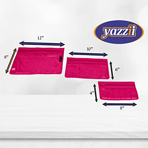 Yazzii Craft Notions Pouch Set (3PC) - Portable & Multipurpose - Sewing Supplies Organizer for Thread Spools, Needles, Beads, Embroidery Floss, Fabric Pieces & More!