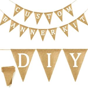 96 pcs 59 ft diy valentine’s day burlap banner garland burlap triangle flag diy blank banner burlap pennant flags make your own banner diy valentines decor for wedding birthday graduation with string