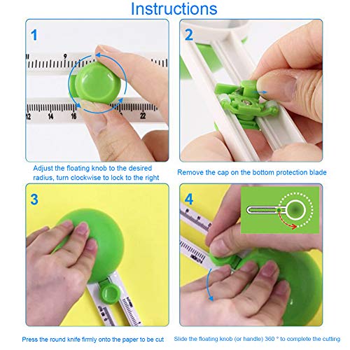 Rotary Cutters Circular Paper Cutter,Rotary Circle Cutter for Children Cut Circle Paper Trimmer Cards Cutters Multi-Functional Round Cutting Knife Model DIY Cards Making Manual Cutting Tool