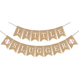 swyoun burlap little slugger banner boy baseball theme party supplies baby shower garland decoration