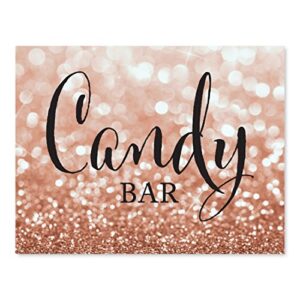 andaz press wedding party signs, glitzy rose gold glitter, 8.5×11-inch, candy bar reception dessert table sign, 1-pack, bokeh colored party supplies