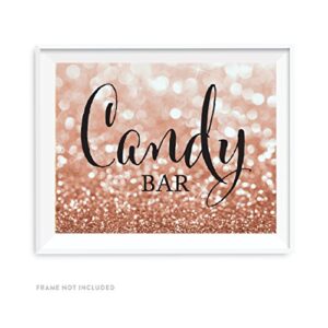 Andaz Press Wedding Party Signs, Glitzy Rose Gold Glitter, 8.5x11-inch, Candy Bar Reception Dessert Table Sign, 1-Pack, Bokeh Colored Party Supplies