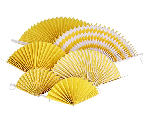 16PCS Yellow Royal Blue Birthday Graduation Party Congrats Grad Decoration Supplies Hanging Paper Fan Rosettes Honeycomb Ball Lanterns Royal Prince Boy Baby Shower Wedding Bridal Shower Photo Backdrop