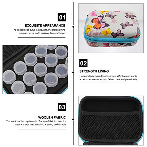 EXCEART Grids Diamond Painting Drills Storage Case Art Craft Accessory Organizer Jewelry Beads Sewing Pills Container with Shockproof Zipper Carry Bag Blue