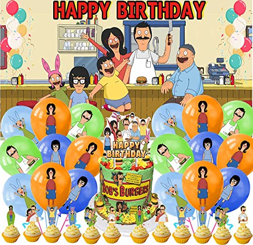 Bob Burgers Party Supplies Decorations Birthday Cake Topper Balloons Banner Backdrop Decor