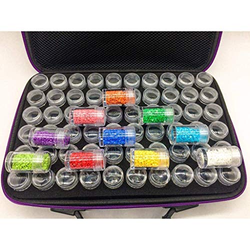 60 Slots Diamond Embroidery Box Diamond Painting Accessory Storage Case Container DIY Art Craft Jewelry Beads Sewing Pills Organizer Holder Clear Plastic Beads Cross Stitch Zipper Storage Bag Boxes