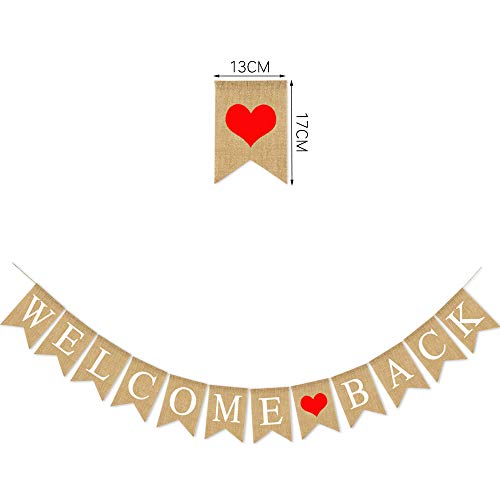 SWYOUN Burlap Welcome Back Banner Back to Home School Office Party Supplies Garland Decoration