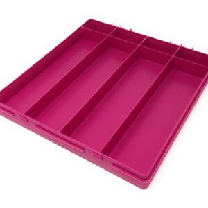 9" Square Fuchsia Plastic Hobbies & Crafts Organizer Storage Case with 8 Dividers for Odds and Ends