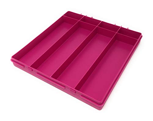 9" Square Fuchsia Plastic Hobbies & Crafts Organizer Storage Case with 8 Dividers for Odds and Ends