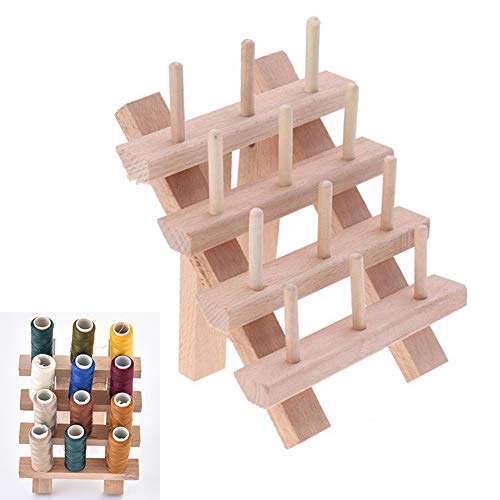 12/20/46/60/120 Spool Foldable Wood Thread Stand Sewing Threads Storage Rack Sewing Quilting Embroidery Spools Holds Organizer Wall Mount Spools Cone Embroidery Sewing Storage Holder Shelf (12 Spool)