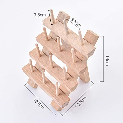 12/20/46/60/120 Spool Foldable Wood Thread Stand Sewing Threads Storage Rack Sewing Quilting Embroidery Spools Holds Organizer Wall Mount Spools Cone Embroidery Sewing Storage Holder Shelf (12 Spool)