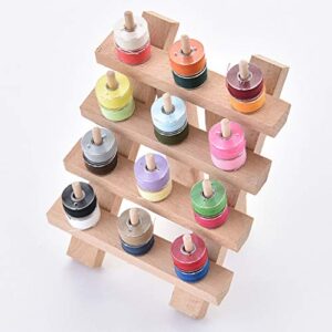 12/20/46/60/120 Spool Foldable Wood Thread Stand Sewing Threads Storage Rack Sewing Quilting Embroidery Spools Holds Organizer Wall Mount Spools Cone Embroidery Sewing Storage Holder Shelf (12 Spool)