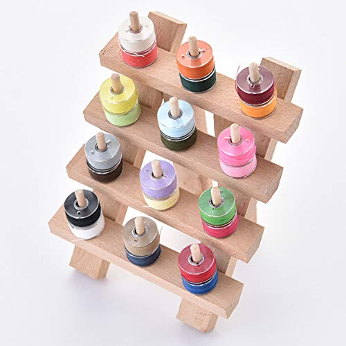 12/20/46/60/120 Spool Foldable Wood Thread Stand Sewing Threads Storage Rack Sewing Quilting Embroidery Spools Holds Organizer Wall Mount Spools Cone Embroidery Sewing Storage Holder Shelf (12 Spool)