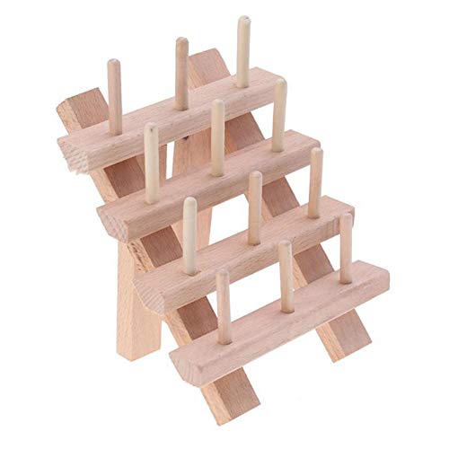 12/20/46/60/120 Spool Foldable Wood Thread Stand Sewing Threads Storage Rack Sewing Quilting Embroidery Spools Holds Organizer Wall Mount Spools Cone Embroidery Sewing Storage Holder Shelf (12 Spool)