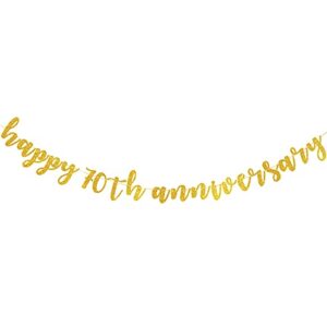 dalaber happy 70th anniversary banner, 70th wedding / anniversary party decorations, happy anniversary theme party sign anniversary banner – gold