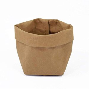 4Pack-4''x4''x7.8'' Mini Succulents Kraft Paper Flower Pot Cover Decoration Folding Washable Kraft Paper Storage Bag Container for Fruit Food Succulent Planting Household Wrap Pet (M)