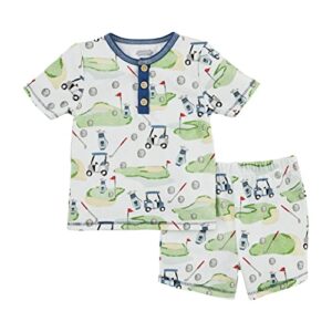 mud pie boys short sleeves mud pie golf pajama set gray 5 toddler, golf, 5t us