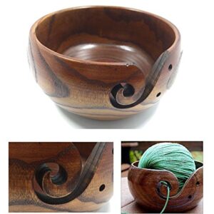 levylisa Wood Yarn Bowl Crochet Bowl Wood Knitting Bowl Yarn Holder Large Yarn Bowl Wooden Yarn Bowl with top Yarn Bowl for Knitting