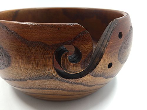 levylisa Wood Yarn Bowl Crochet Bowl Wood Knitting Bowl Yarn Holder Large Yarn Bowl Wooden Yarn Bowl with top Yarn Bowl for Knitting