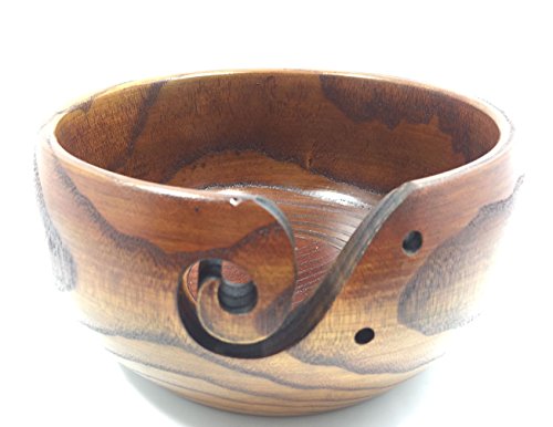 levylisa Wood Yarn Bowl Crochet Bowl Wood Knitting Bowl Yarn Holder Large Yarn Bowl Wooden Yarn Bowl with top Yarn Bowl for Knitting