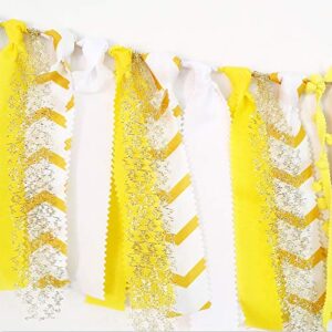 Baby Birthday Banner Decoration - 1st Birthday Baby High Chair One Banner Chair Tutu Skirt Decoration for Birthday Theme Party Supplies (Yellow)