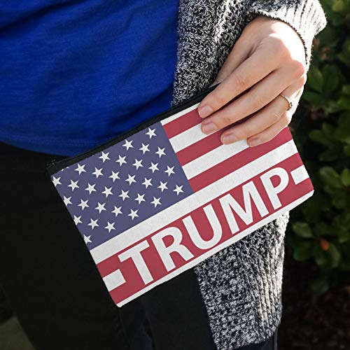 President Trump American Flag Pencil Pen Organizer Zipper Pouch Case