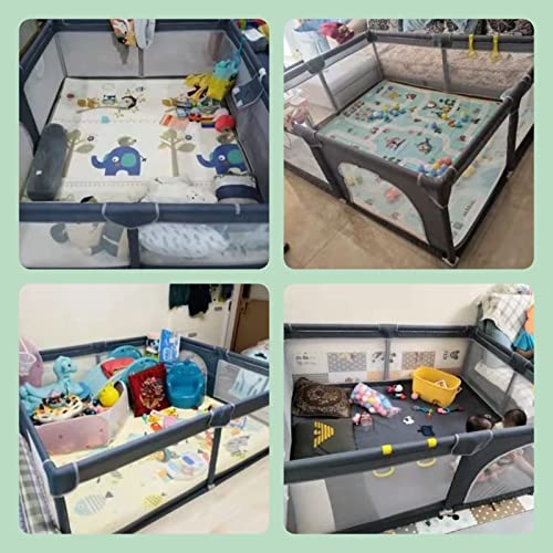 YiiMee Baby Playpen, 71x59 inch Play Pens for Babies and Toddlers, Play Yard for Babies, Kids Play Pen for Outdoor & House, Anti-Fall Playyard, Grey