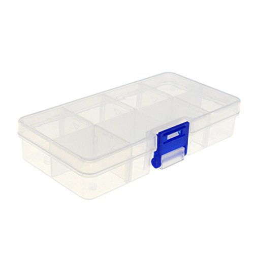 Saim Plastic Organizer Container Storage Box Adjustable Divider Removable 8 Grid Compartment for Jewelry Beads Earring Container Tool Fishing Hook Small Accessories 5 Pcs