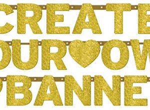 Amscan Gold Customizable Banner Glitter, One Size