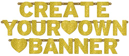 Amscan Gold Customizable Banner Glitter, One Size