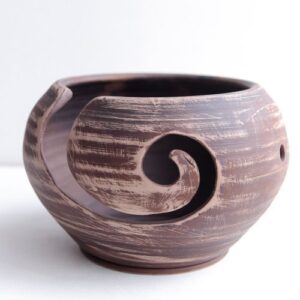 Knitting Yarn Bowl for Crochet Ceramic 7 x 4 inch - Home Knitting Needlework Storage Crochet Organizer Yarn Holder