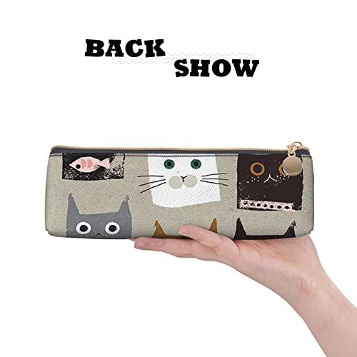 Cartoon Cat Pencil Case Women Pen Pouch Simple Carrying Box for Adult With Smooth Zipper Durable Lightweight for Office Organizer Storage Bag