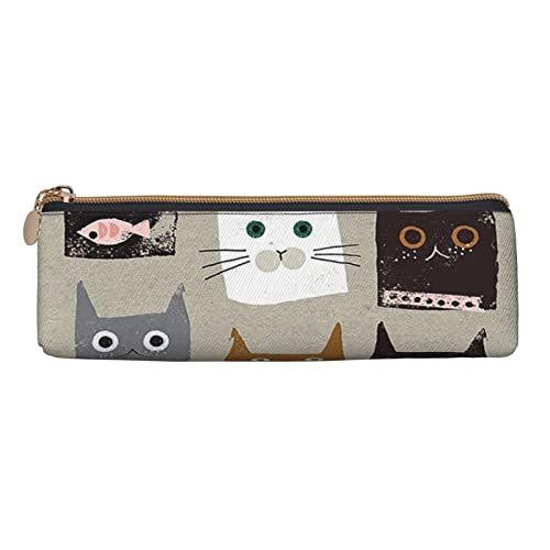 Cartoon Cat Pencil Case Women Pen Pouch Simple Carrying Box for Adult With Smooth Zipper Durable Lightweight for Office Organizer Storage Bag