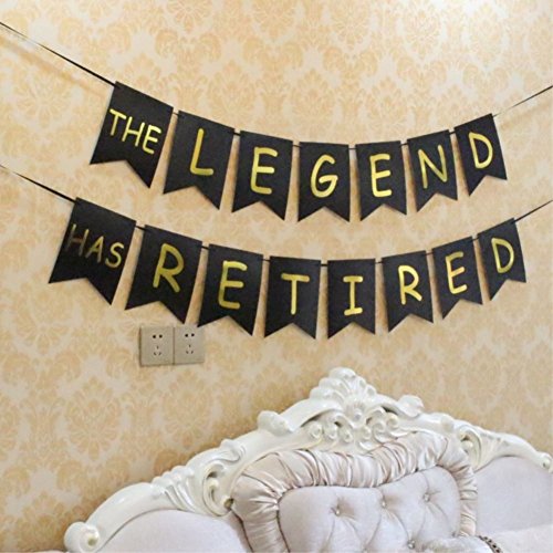 The Legend Has Retired Banner Gold Foil Letters, Retirement Party Decoration Photo Props- Large Size