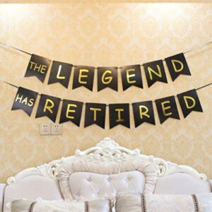 The Legend Has Retired Banner Gold Foil Letters, Retirement Party Decoration Photo Props- Large Size