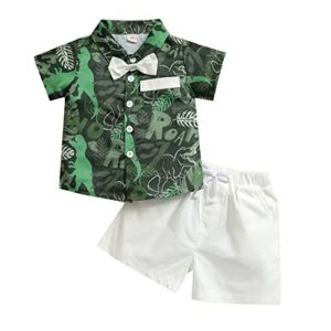 toddler baby boys summer clothes short sleeve shirt shorts little kids 2pcs gentlemen hawaiian outfits playwear clothing set (b3 white , 18-24 months )