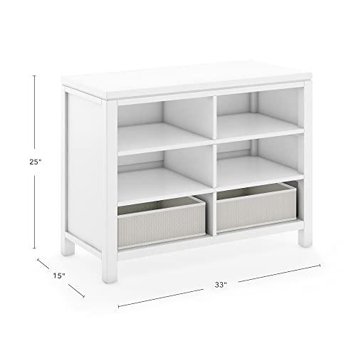 MARTHA STEWART Crafting Kids' Double Open Storage - Creamy White: Wooden Shelving with Bins, 6 Compartment Art Supply Organizer for Playroom