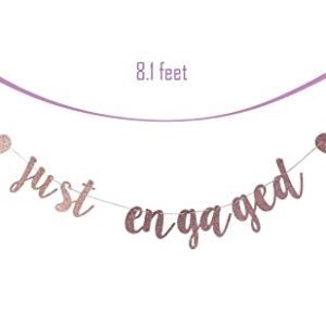 Just Engaged Rose Gold Glitter Banner, Bridal Shower, Engagement, Bachelorette,Wedding Announcement Party Photo Props