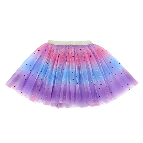 Century Star Rainbow Tutus for Girls Toddler Baby Kids Sparkle Tulle Tutu Skirt 3 Layers Birthday Princess Ballet Dance Dress Light Purple Rainbow 2-8 Years