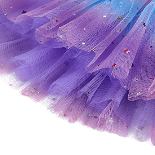 Century Star Rainbow Tutus for Girls Toddler Baby Kids Sparkle Tulle Tutu Skirt 3 Layers Birthday Princess Ballet Dance Dress Light Purple Rainbow 2-8 Years