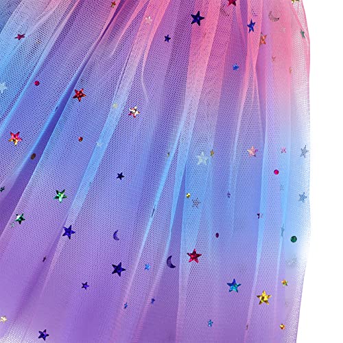 Century Star Rainbow Tutus for Girls Toddler Baby Kids Sparkle Tulle Tutu Skirt 3 Layers Birthday Princess Ballet Dance Dress Light Purple Rainbow 2-8 Years