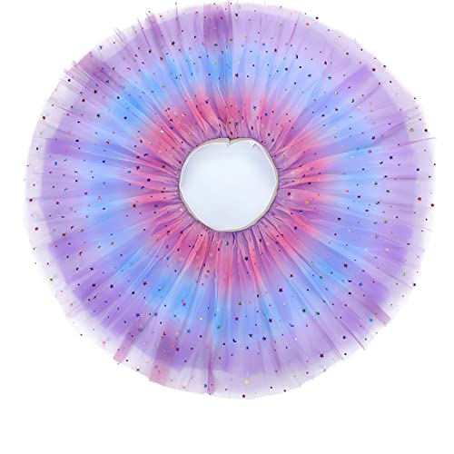 Century Star Rainbow Tutus for Girls Toddler Baby Kids Sparkle Tulle Tutu Skirt 3 Layers Birthday Princess Ballet Dance Dress Light Purple Rainbow 2-8 Years