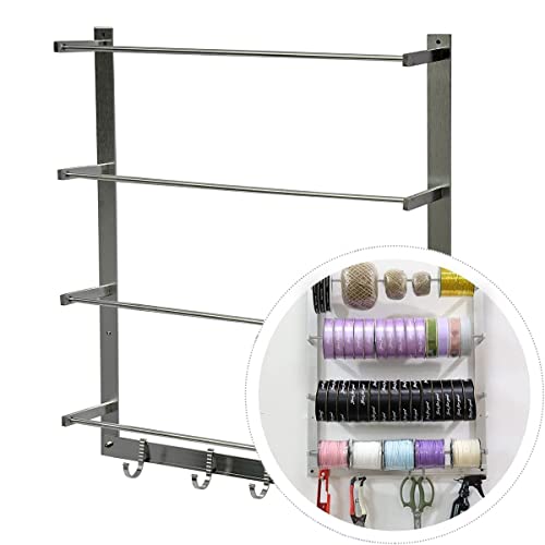 DNYSYSJ Wire Spool Rack,Wire Spool Wall Mount Rack,Conduit Display & Storage Holder 4 Rods with 5 Hooks