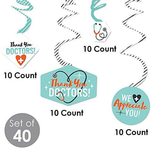 Big Dot of Happiness Thank You Doctors - Doctor Appreciation Week Hanging Decor - Party Decoration Swirls - Set of 40