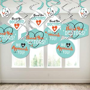 Big Dot of Happiness Thank You Doctors - Doctor Appreciation Week Hanging Decor - Party Decoration Swirls - Set of 40